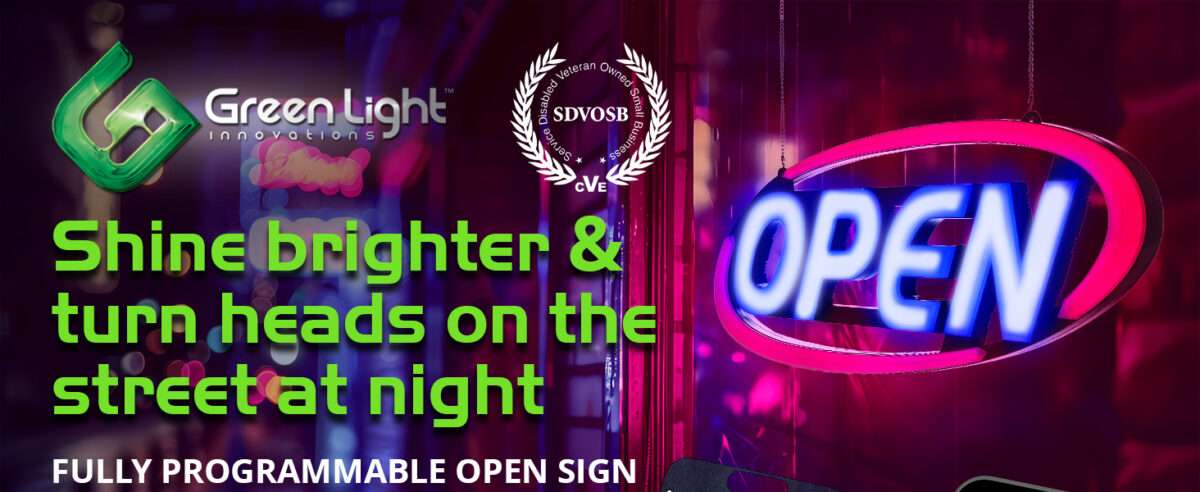Bluetooth App Enabled led open Sign | Green Light Innovations #1 USA
