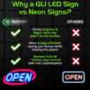 Bluetooth App Enabled led open Sign | Green Light Innovations #1 USA