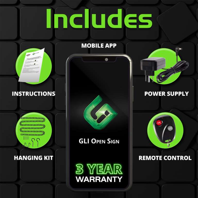 Bluetooth App Enabled led open Sign | Green Light Innovations #1 USA