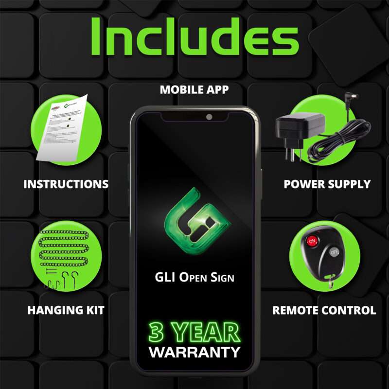 Bluetooth App Enabled led open Sign | Green Light Innovations #1 USA