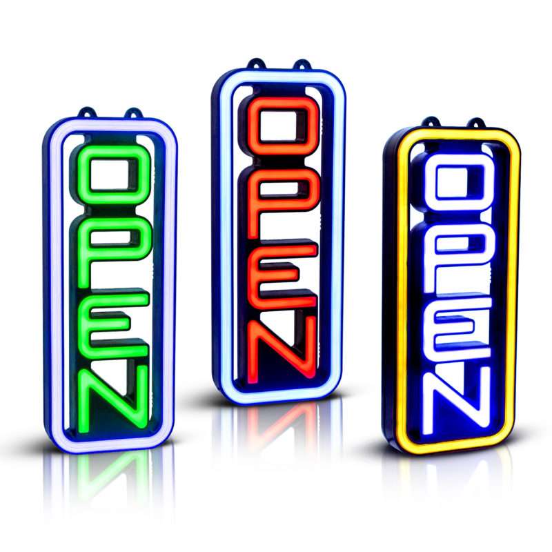 7"x 18" Vertical OPEN Sign for Business | Green Light Innovations #1 USA