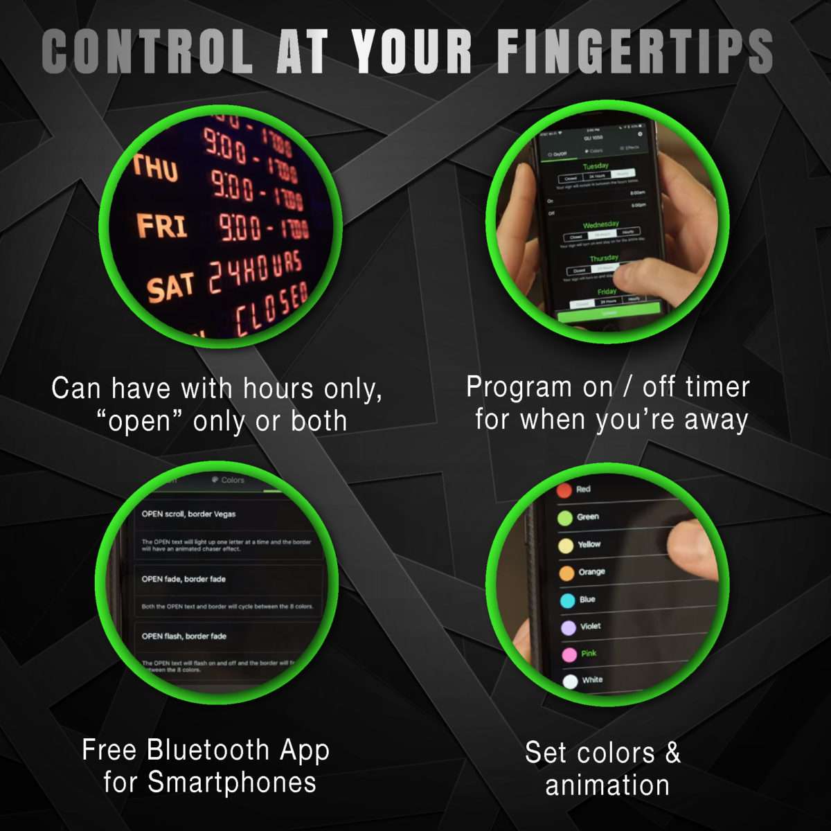 Bluetooth Enabled Business Hours LED OPEN Sign - 15"x 16.5 | Green ...