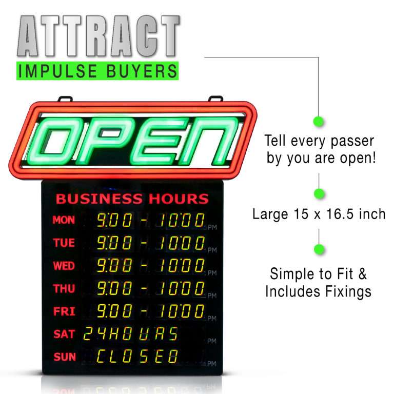 Bluetooth Enabled Business Hours LED OPEN Sign - 15"x 16.5 | Green ...
