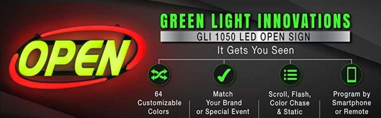 Bluetooth App Enabled led open Sign | Green Light Innovations #1 USA